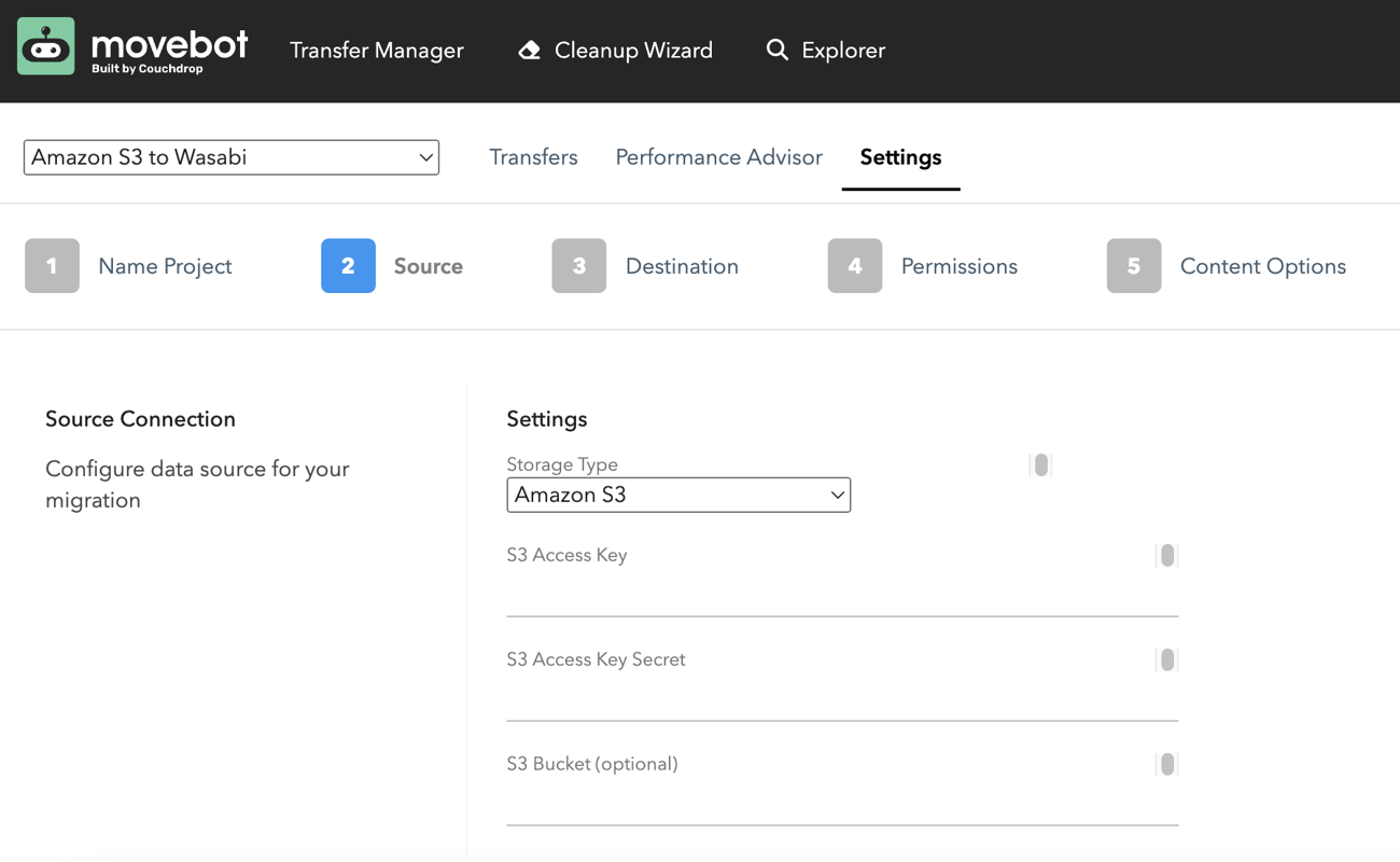 Amazon S3 to Wasabi Cloud Storage Migrations | Movebot - Data Agility